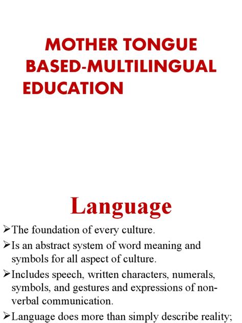 Mother Tongue Based Multilingual Education Pdf Second Language