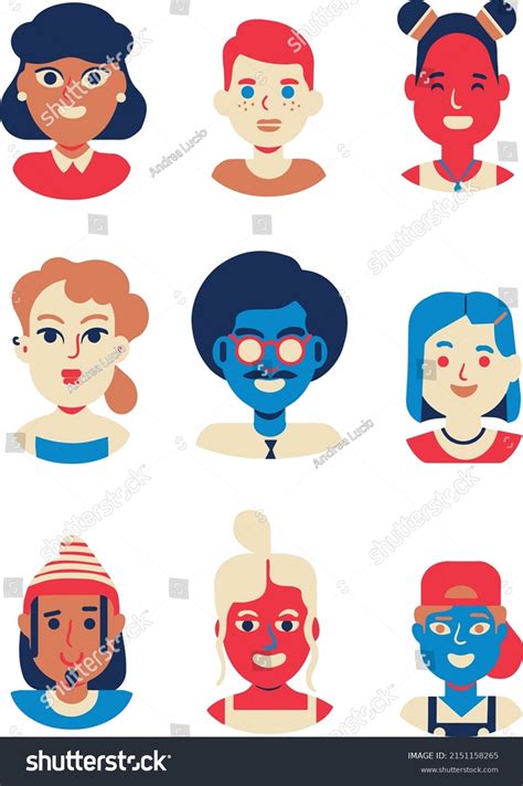 Faces People Different Ages Genders Styles เวกเตอร์สต็อก ปลอดค่า