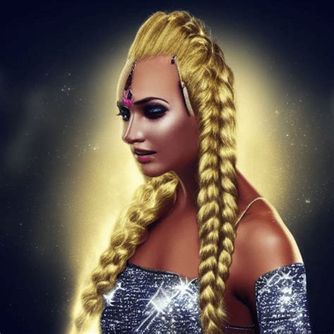 Tall Beautiful Photo Realistic Woman With Golden Braids Lots Of Jewels