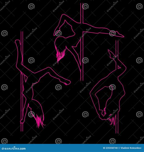 Pole Dancer Silhouette Set Vector Illustration Stock Vector