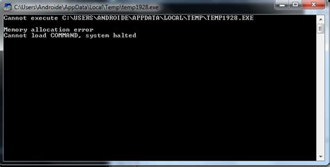 c memory allocation error cannot load command system halted