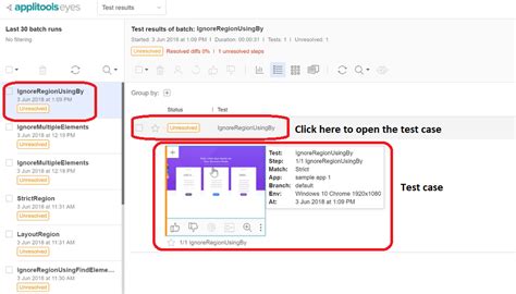 applitools introduction to ignore regions and ignore regions in code