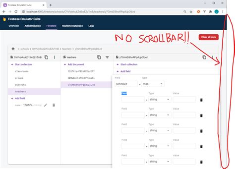 firestore emulator ui does not scroll · issue 540 · firebase firebase