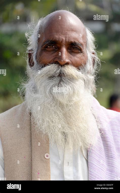 Portrait Indian Man With A White Beard Kerala South India India