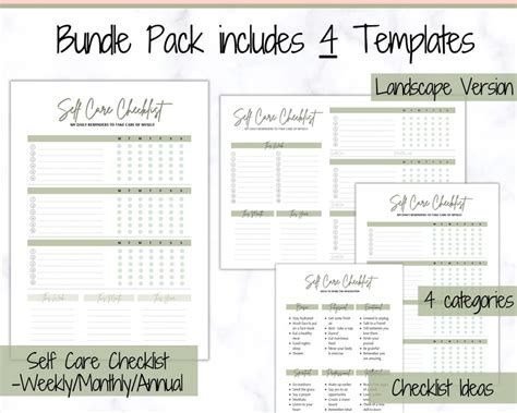 Self Care Planner Self Care Checklist Selfcare Journal Etsy Uk