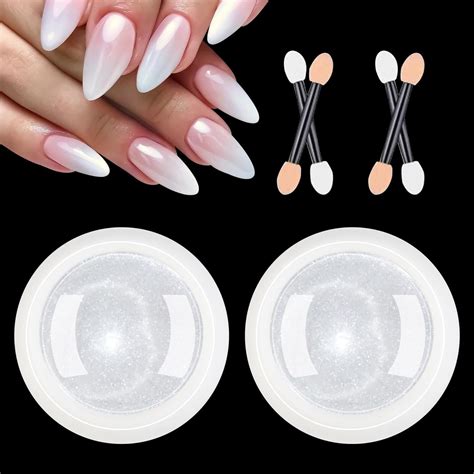 Bishengyf Pearl White Chrome Nail Powder【2 Pcs Upgrade Powder】mermaid