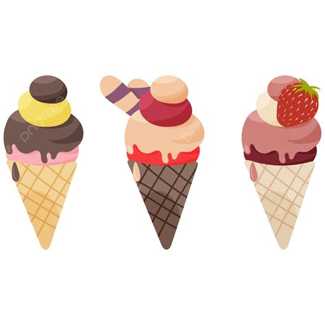 Waffles Ice Cream Vector Hd Images Set Of Ice Cream In Waffle Cups