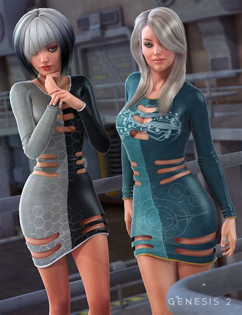 Sci Fi Slotted Dress For Genesis 2 Female S Textures Daz 3d