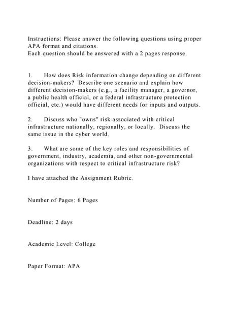 Instructions Please Answer The Following Questions Using Proper Apa Docx