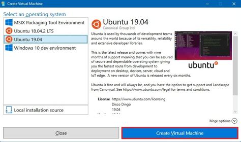 how to use hyper v quick create to install ubuntu 19 04 on