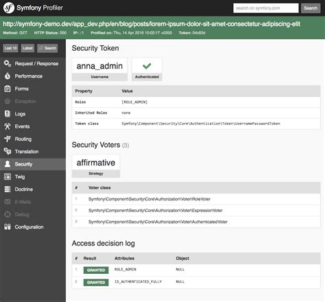 new in symfony 3 1 improved the security profiler panel symfony blog