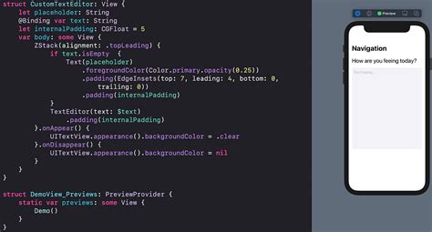 swiftui how to set placeholder and background of texteditor by