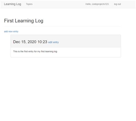 learning log application in django framework
