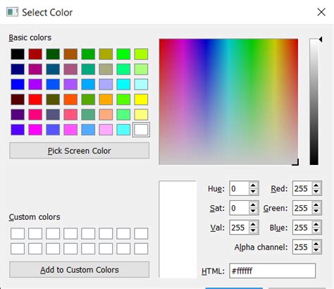 pyqt5 qcolordialog setting multiple color dialog options
