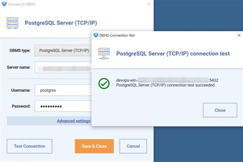 how to backup postgresql tcp ip with sqlbak test connection