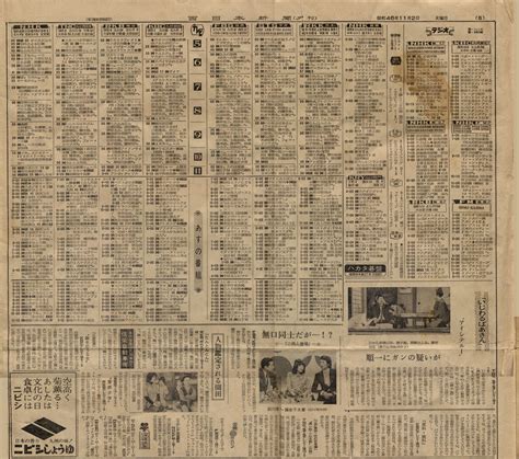 昔の新聞のtv欄をうpしてくれ