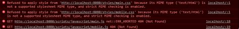 javascript refused to apply style from {filename} because its mime