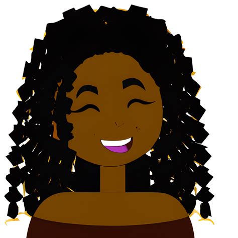 Portrait De Dessin Animé Souriant Dune Fille Heureuse à La Peau Foncée
