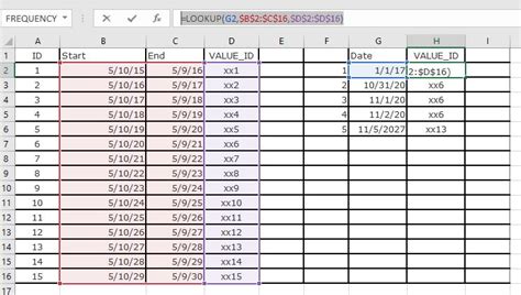 excel lookup w 2 criteria date between two dates and matching id s