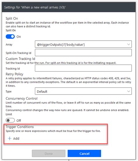 how to build power automate email triggers with multiple strings the