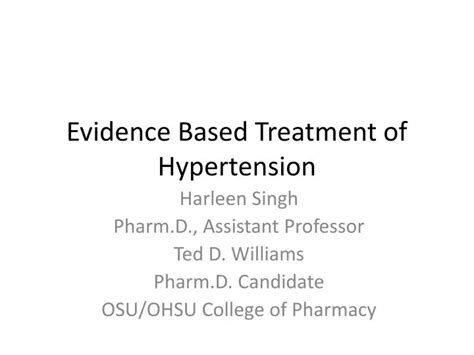 Ppt Evidence Based Treatment Of Hypertension Powerpoint Presentation
