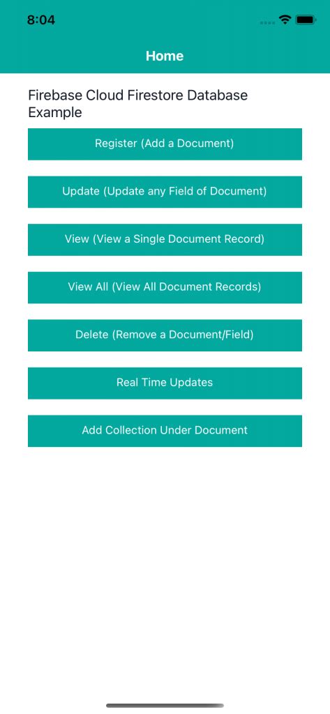 integration of firebase cloud firestore database with react native app