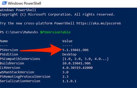how to check the powershell version in windows 10