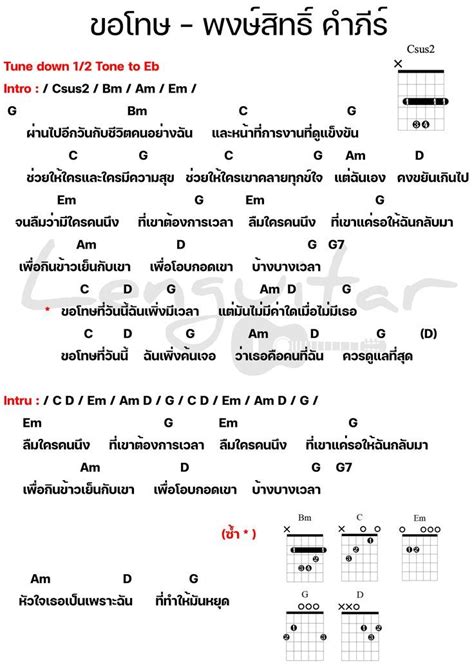 คอร์ดเพลง ขอโทษ พงษ์สิทธิ์ คำภีร์ [คอร์ดเพลงง่ายๆ] คอร์ดอูคูเลเล่