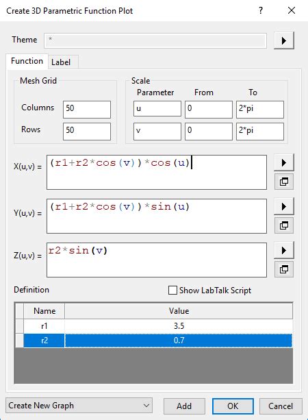 help online origin help the 3d parametric function plot function tab