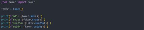 python faker faking hashes and uuids python