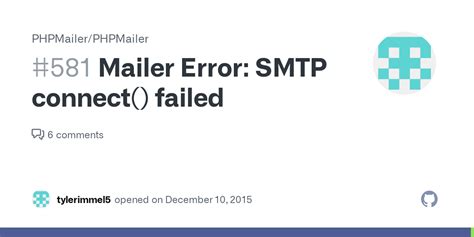 mailer error smtp connect failed · issue 581 · phpmailer phpmailer