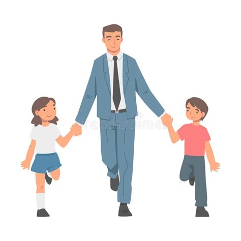Dad His Son Holding Hands Stock Illustrations 187 Dad His Son Holding