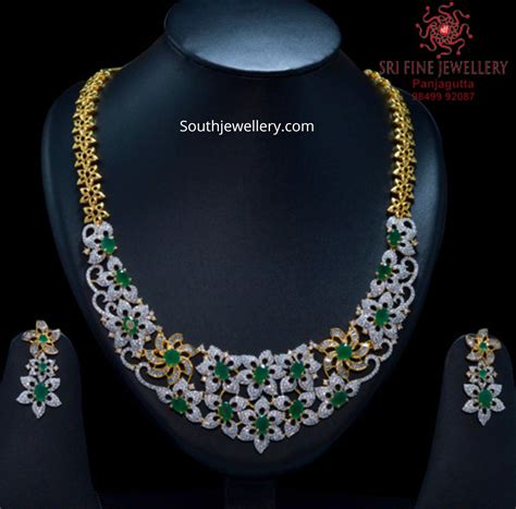 1 Gram Gold Cz Emerald Necklace Designs Indian Jewellery Designs