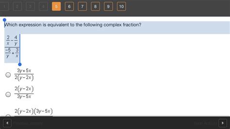 which expression is equivalent to the following complex fraction