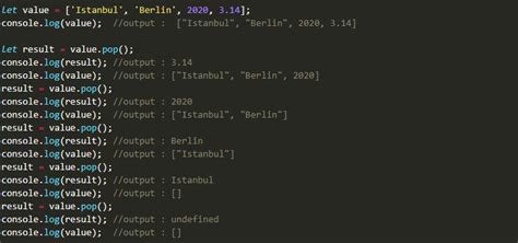 javascript programlama dilinde push pop shift ve unshift