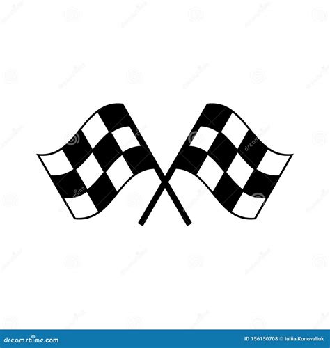 Two Crossed Auto Racing Flag Icon Vector Illustration Stock Vector
