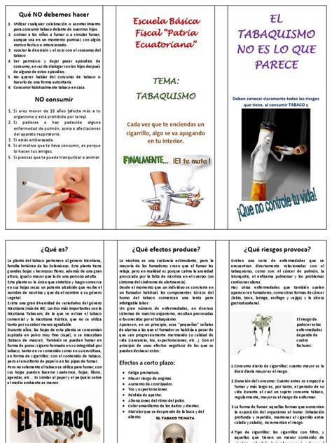 Triptico Sobre Tabaco 1 Fumar Tabaco Adicción