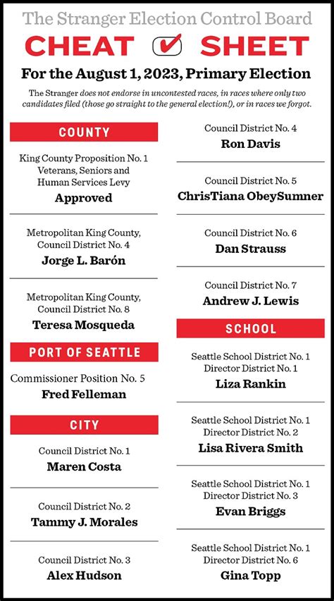The Strangers August 2023 Primary Election Cheat Sheet The Stranger