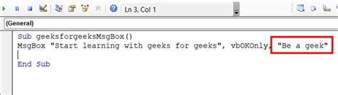 messagebox in excel vba geeksforgeeks