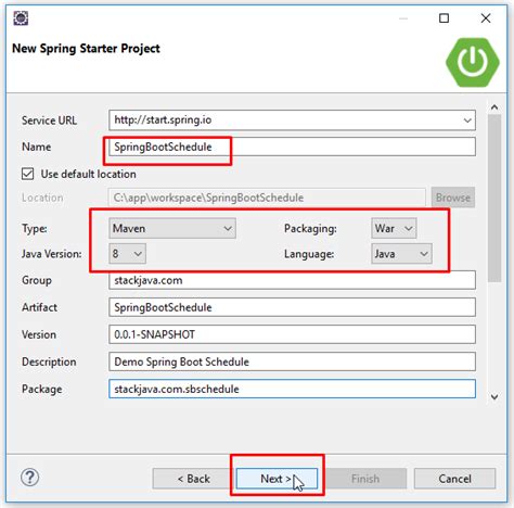 code ví dụ spring boot tạo lịch với annotation scheduled