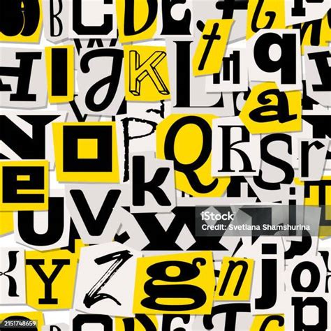 Ilustración De Collage De Letras Recortadas De Revista Patrón Sin