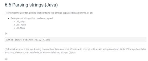 solved 6 6 parsing strings java 1 prompt the user for