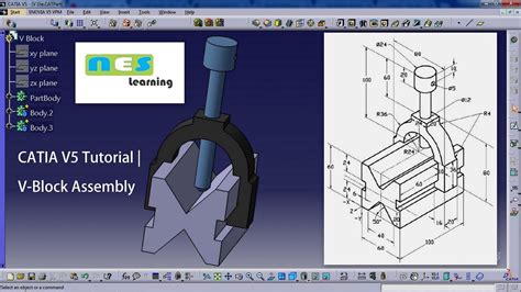 catia v5 v6 tutorial new v block assembly design step by step
