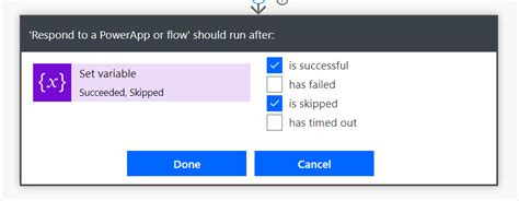 you can set only 1 respo nse to a powerapp action in single power