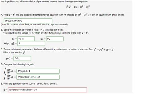 solved in this problem you will use variation of parameters