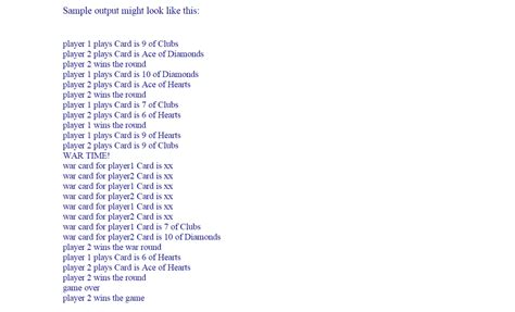 solved java programming war card game below are the card