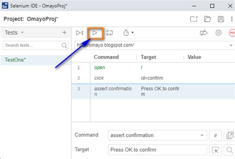 new selenium ide using ‘assert confirmation command to check whether
