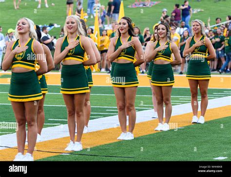 August 31 2019 Baylor Bears Cheerleader During The National Anthem At