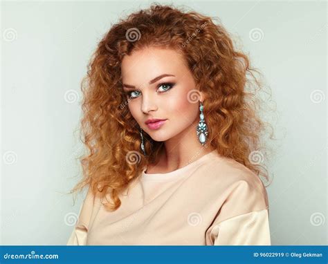 Beauty Woman With Long And Shiny Curly Hair Stock Image Image Of