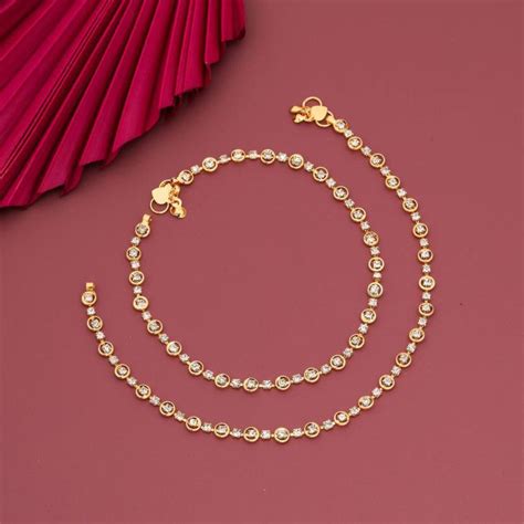 Dijal ™ Gold Plated Payal Anklets Indian Traditional Ethnic Fashion